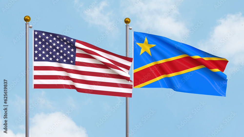 Flags of the United States of America and Democratic Republic of Congo ...