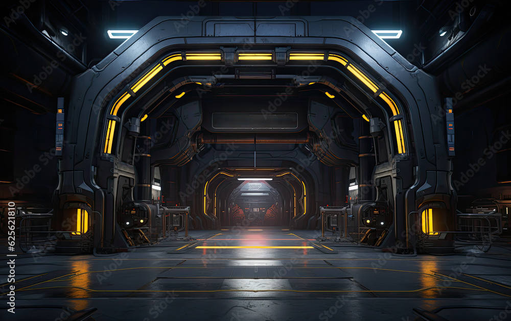 A front view of cyberpunk technology portal design. Stock Illustration ...