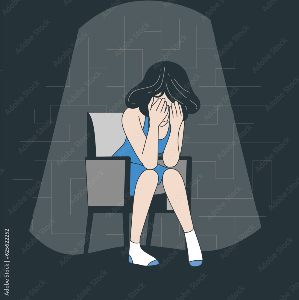 Depression Emotions Anxiety Mental Health. Woman smothered by shadow ...