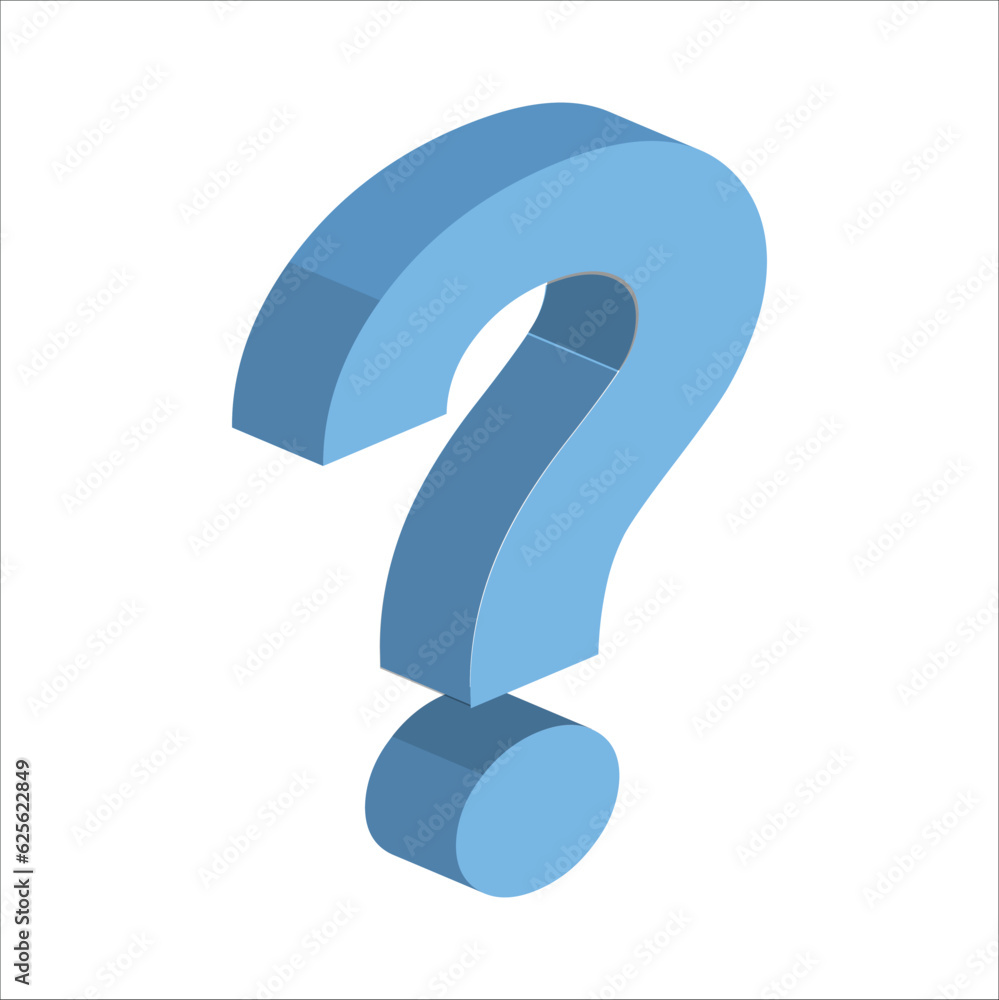 Realistic 3d blue question mark. FAQ icon concept. Question mark 3D ...