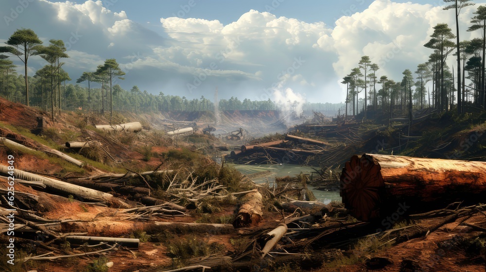 the destruction of forests and natural habitats due to human activities ...