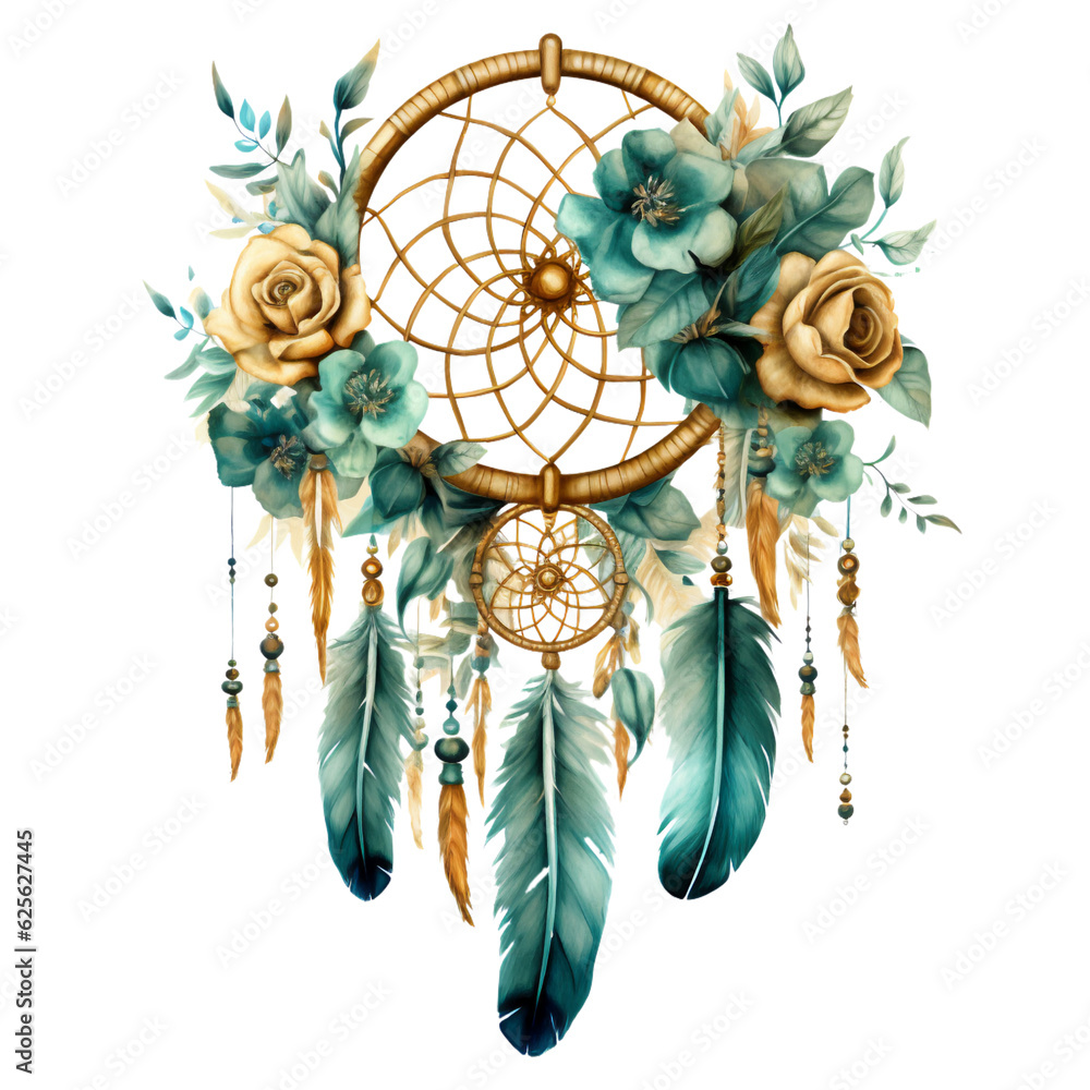Dream Catcher with Flowers Watercolor Clip Art, Watercolor Illustration ...