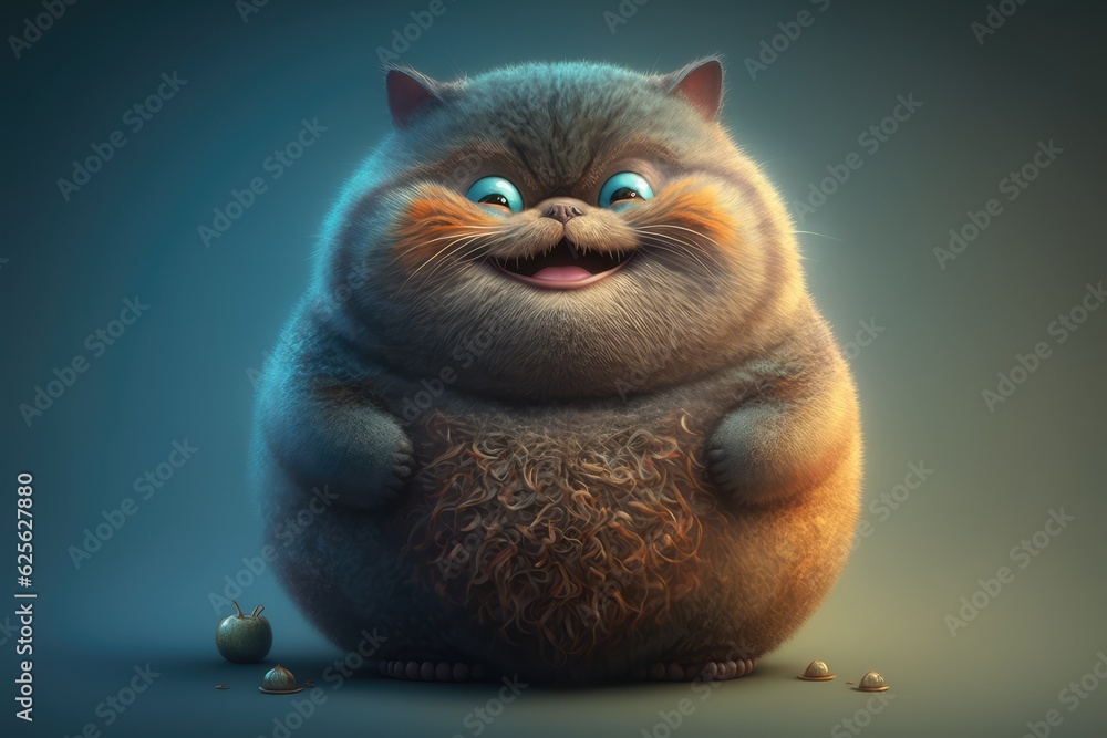 playful and joyful chubby cartoon cat wallpaper for kids fun generative ...