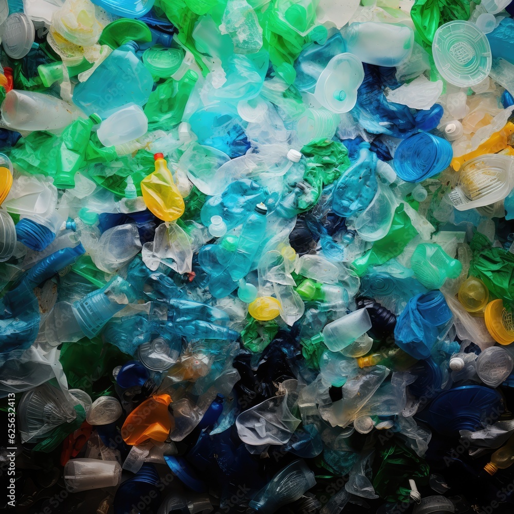 Colorful pile of plastic garbage. A pile of plastic trash ...