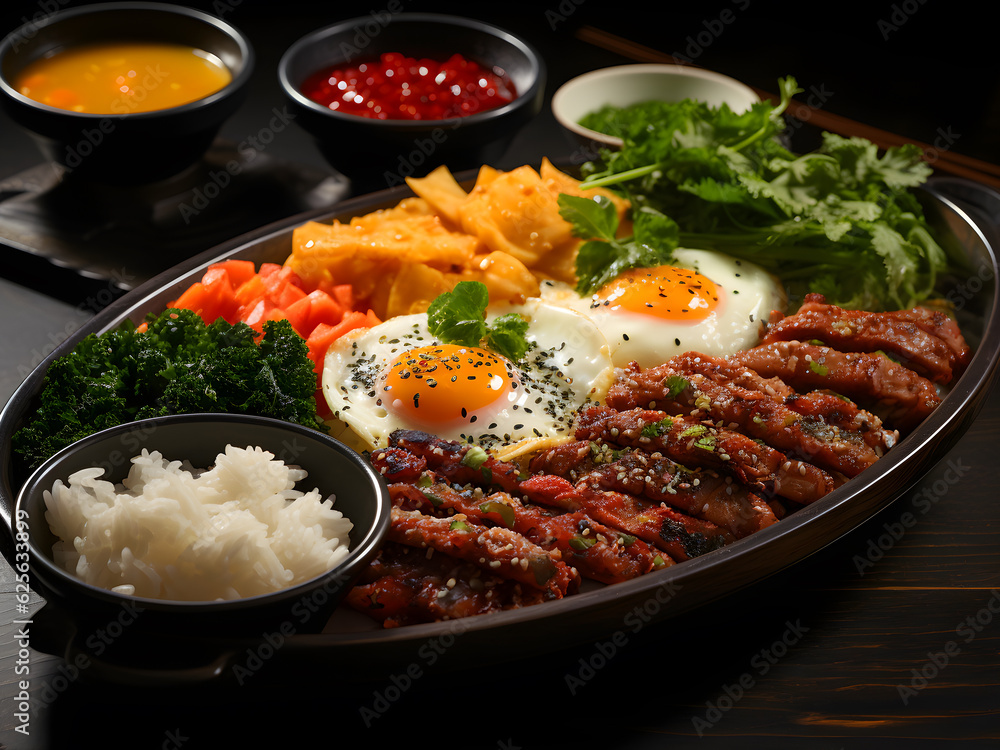 Korean food recipes bibimbap. Bibimbap korean mixed rice with meat ...