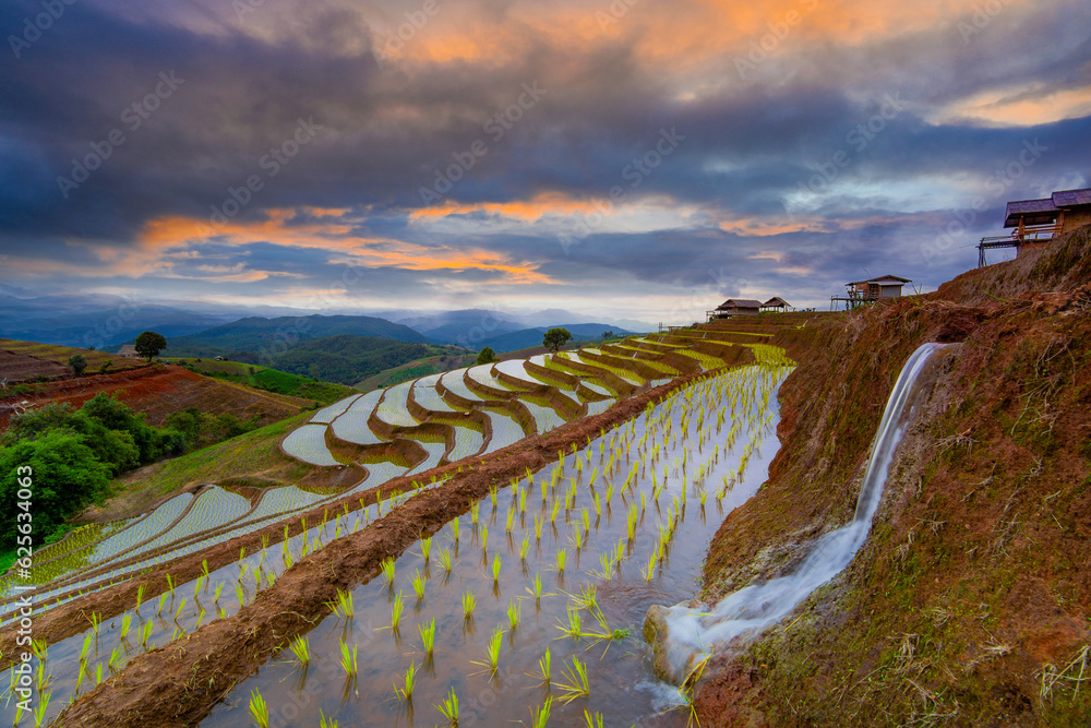 Terraced Paddy Field in Mae-Jam Village Chiang Mai, Thailand. The ...