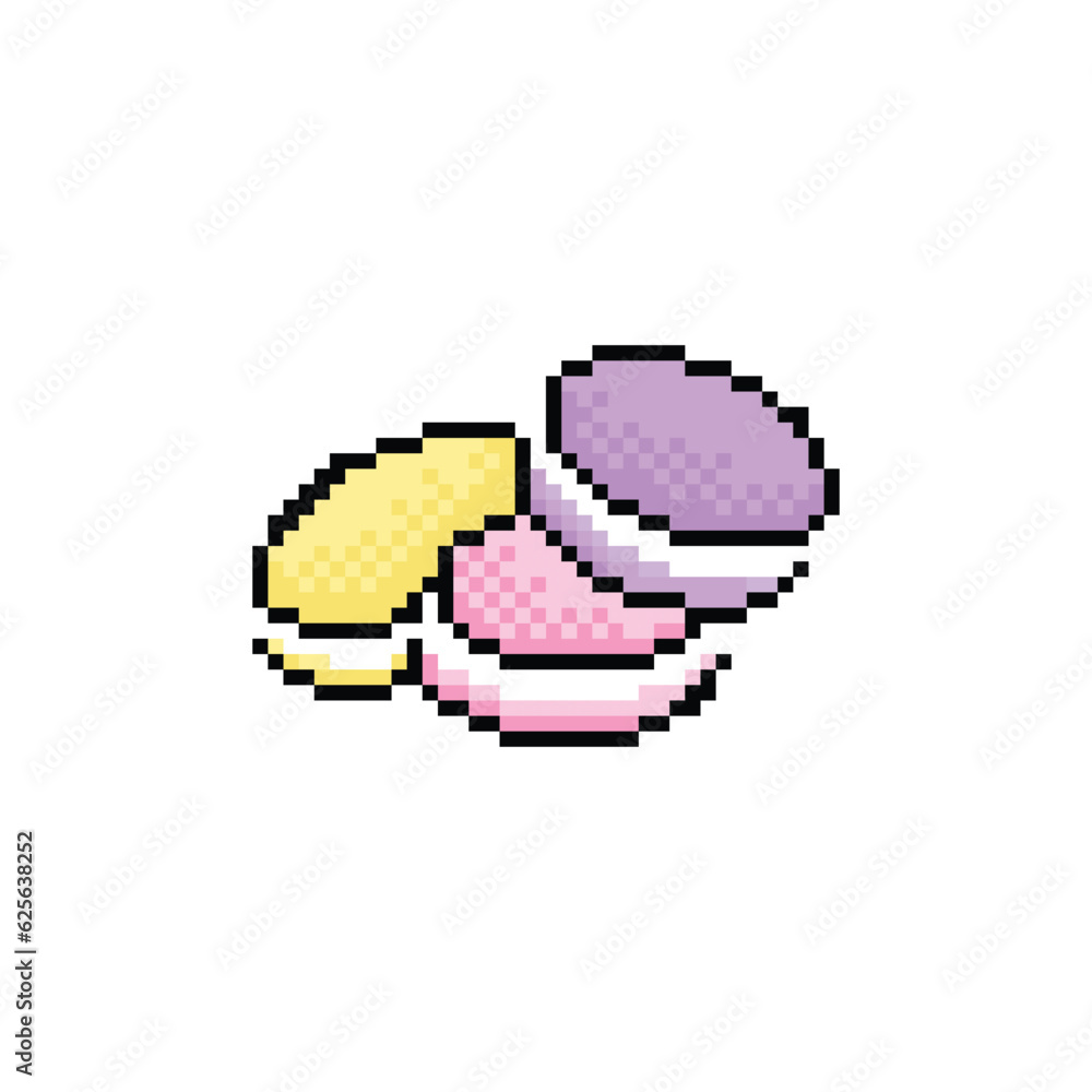 macaron icon 8 bit, pixel art macaroons icon for game logo. Stock ...