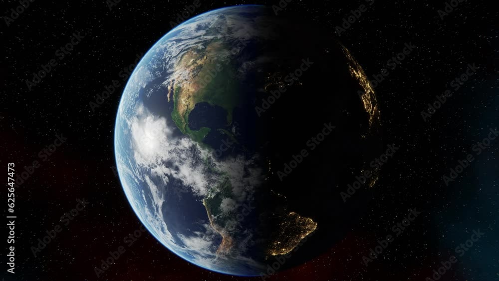 Earth view from space. Day and night cycle. North America, South ...