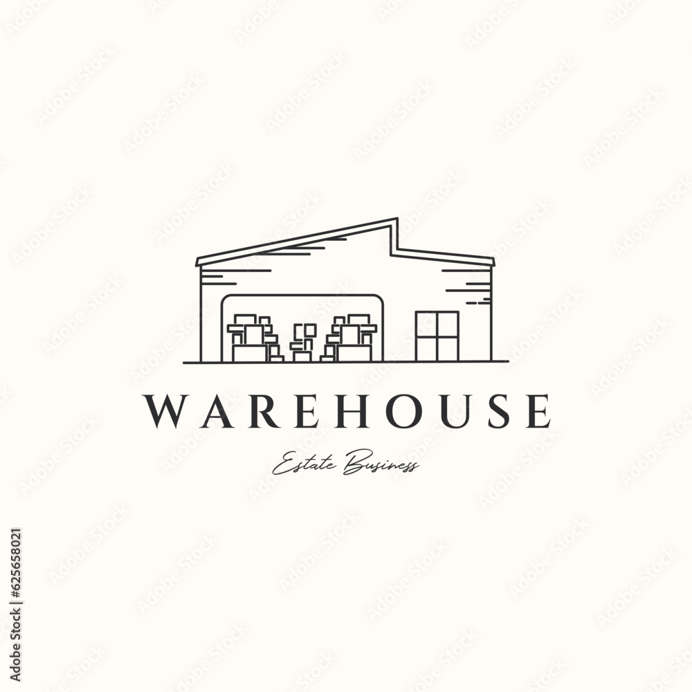 distribution warehouse line art logo vector minimalist illustration ...