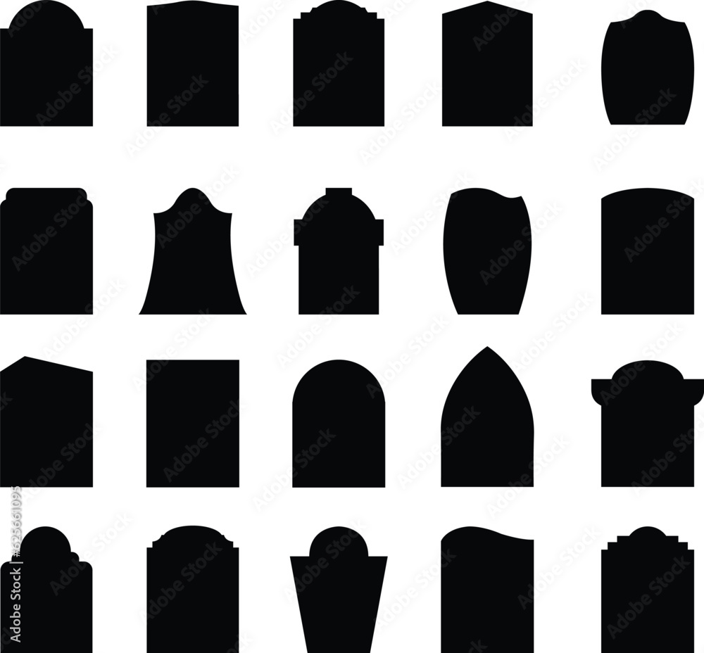 A collection of cemetery grave headstone shapes for artwork ...