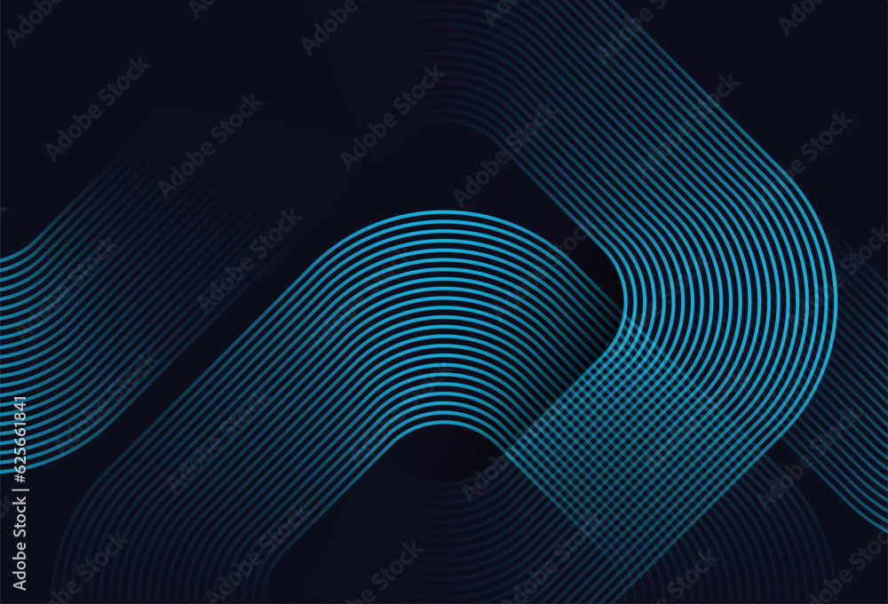 Dark blue abstract background with glowing geometric lines. Modern ...