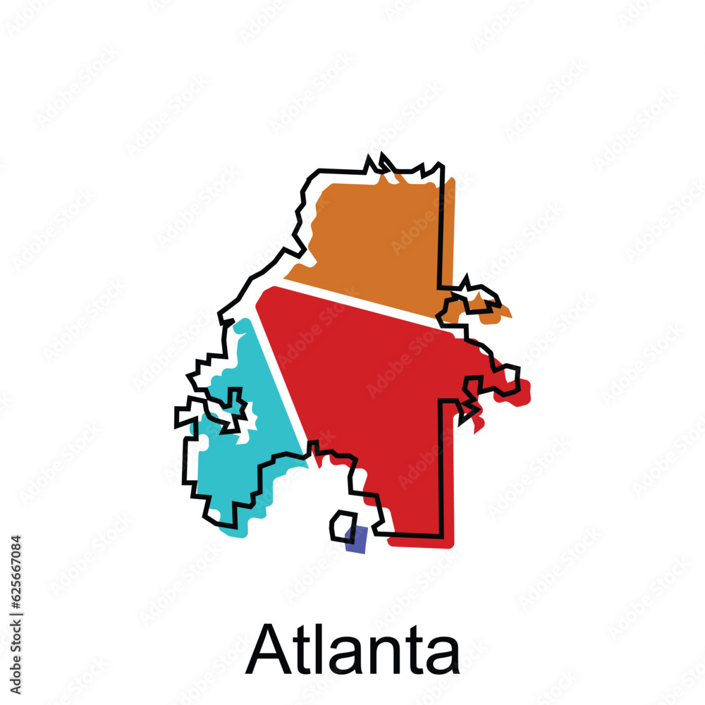 Atlanta City of Georgia map vector illustration, vector template with ...
