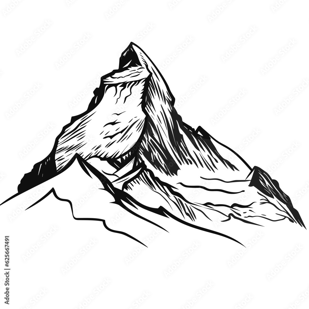 Matterhorn hand-drawn comic illustration. Matterhorn. Vector doodle ...