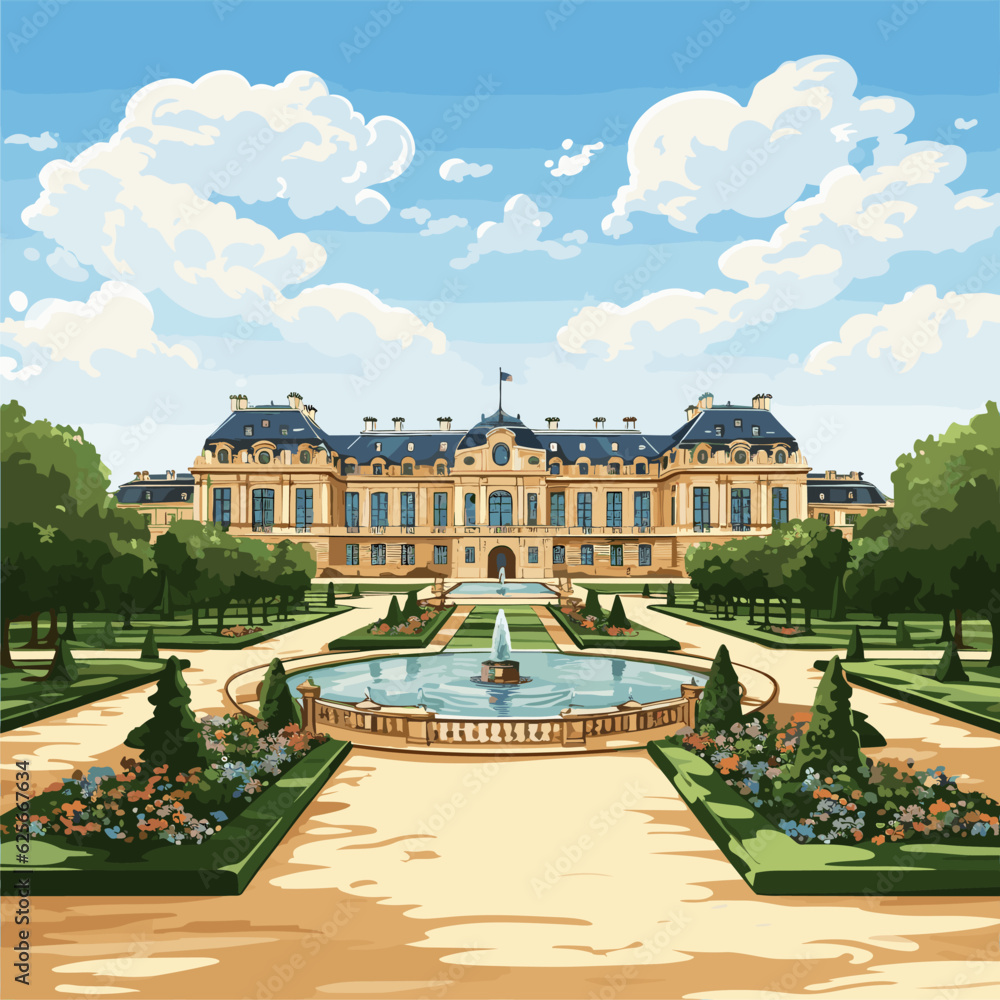 Poster Palace of Versailles hand-drawn comic illustration – Wall Art ...