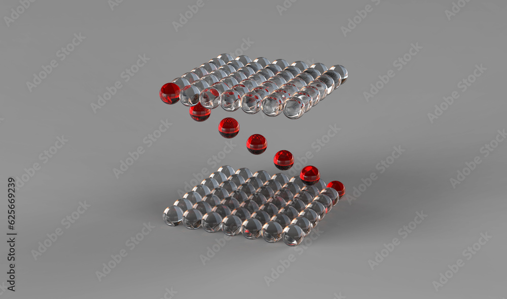 two levels of a Matrix stack connected diagonally with red glass ...