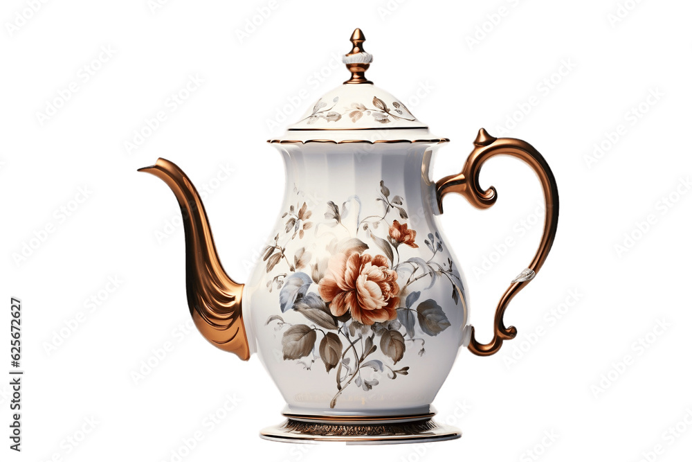 Decorative Vintage Coffee Pot on Transparent Background. AI Stock Photo ...
