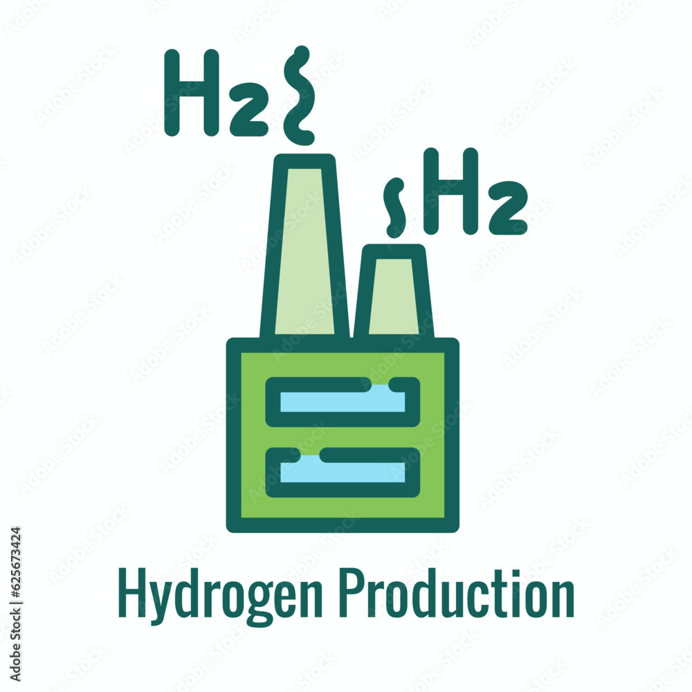 Poster Clean Hydrogen Production as Green Energy Icon Set – Wall Art ...