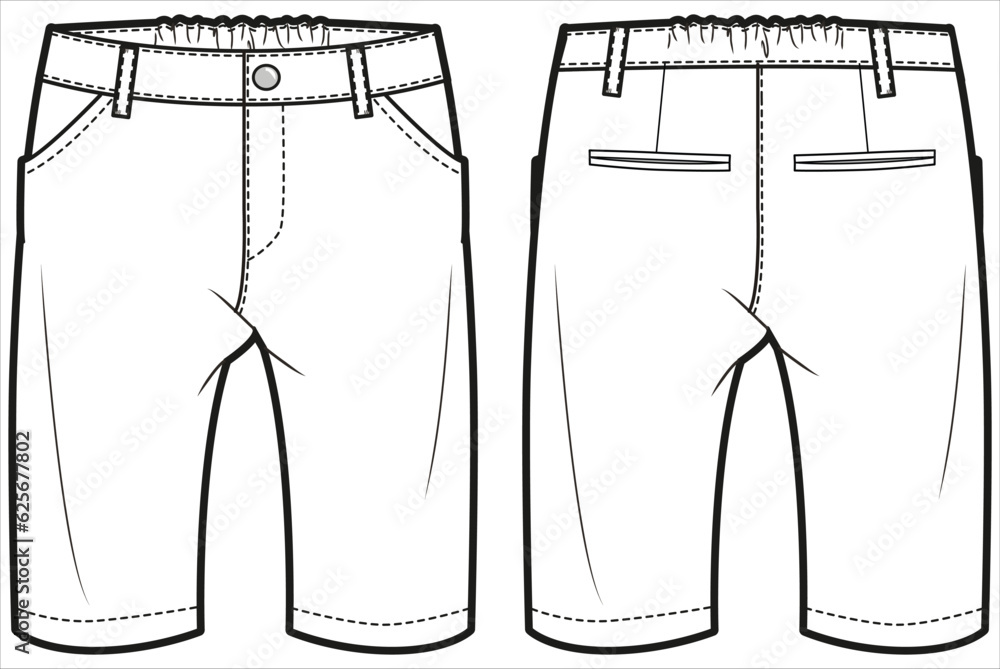 Baby boy chino wide leg pant design flat sketch fashion illustration ...