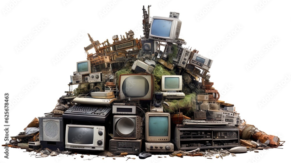 scrap metal heap at recycling junk yard png isolated on white ...