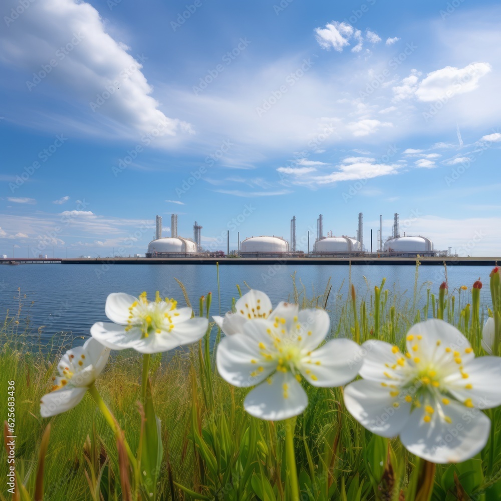 LNG Terminal Pipelines with LNG Ship in Scenic Coastal Surroundings ...