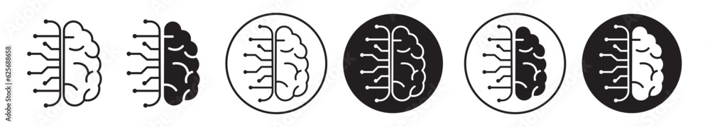 Machine learning icon set. ai technology sign. Artificial intelligence ...