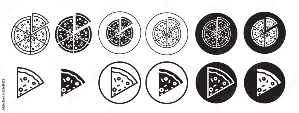 Pizza vector icon set. simple Pizza slice line vector symbol. suitable ...