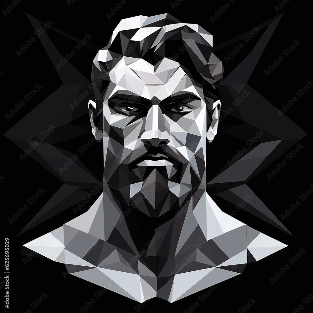 Facial Polygons Redefining Portraiture with a Striking Man Face in ...