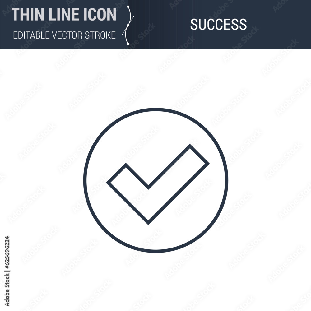 Success Symbol Icon. Sleek Thin Line Business Icon. Stroke Pictogram ...