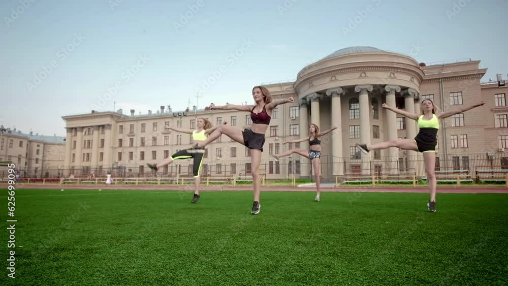 Group of cheerleaders in action. Concept of unity and team sport ...