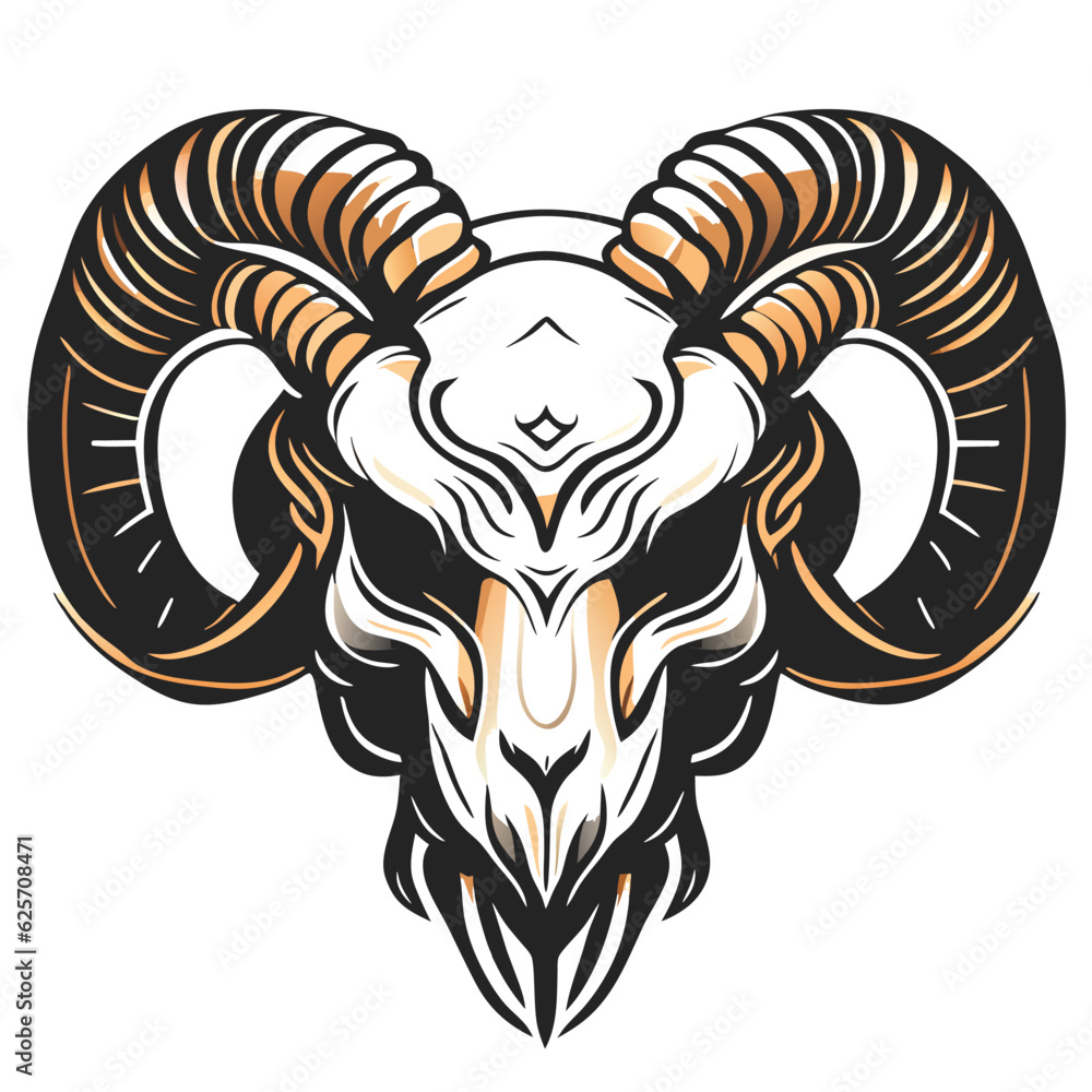 Step into nostalgia with our old-school ram skull vector, an emblematic ...