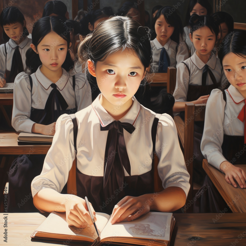Asian Girls Education. Studying students children at school and ...