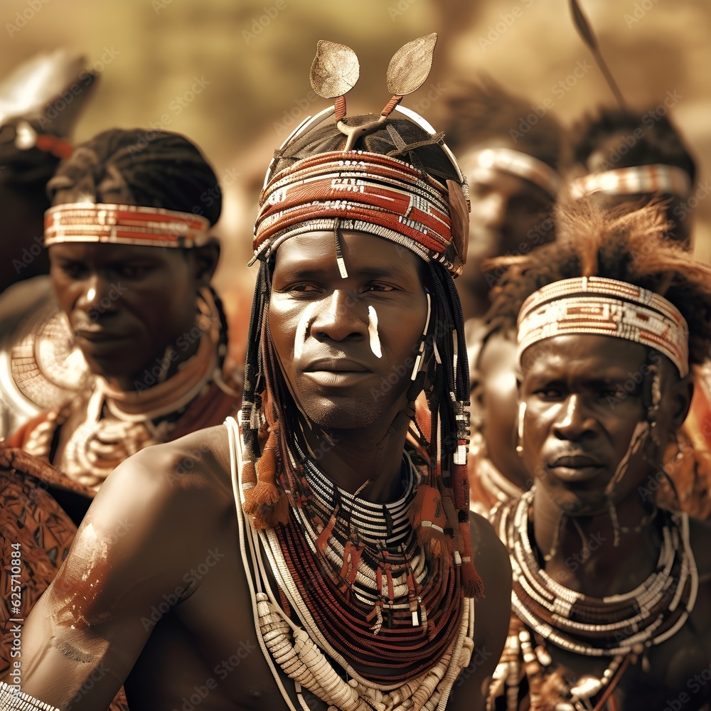 Tribal Heritage. Portrait of a Native African person from a tribe ...