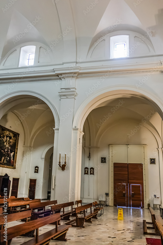 Interior of Catholic parish Church of San Bartolome (Iglesia de San Bartolome). Church of San ...