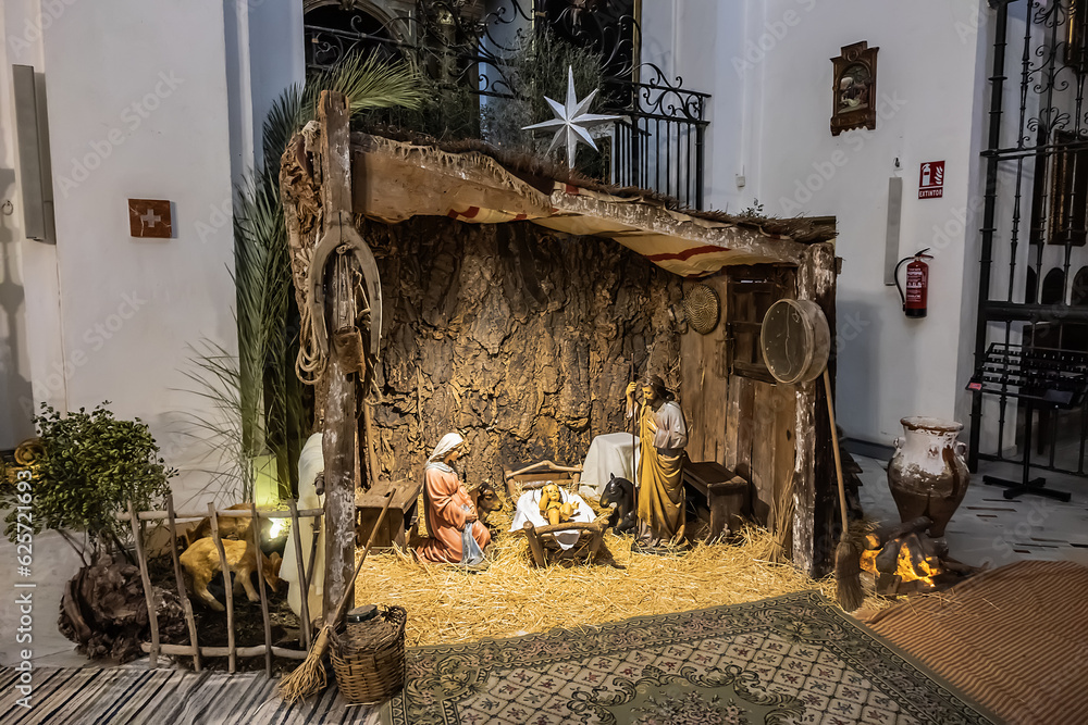 Interior of Catholic parish Church of San Bartolome (Iglesia de San Bartolome). Church of San ...