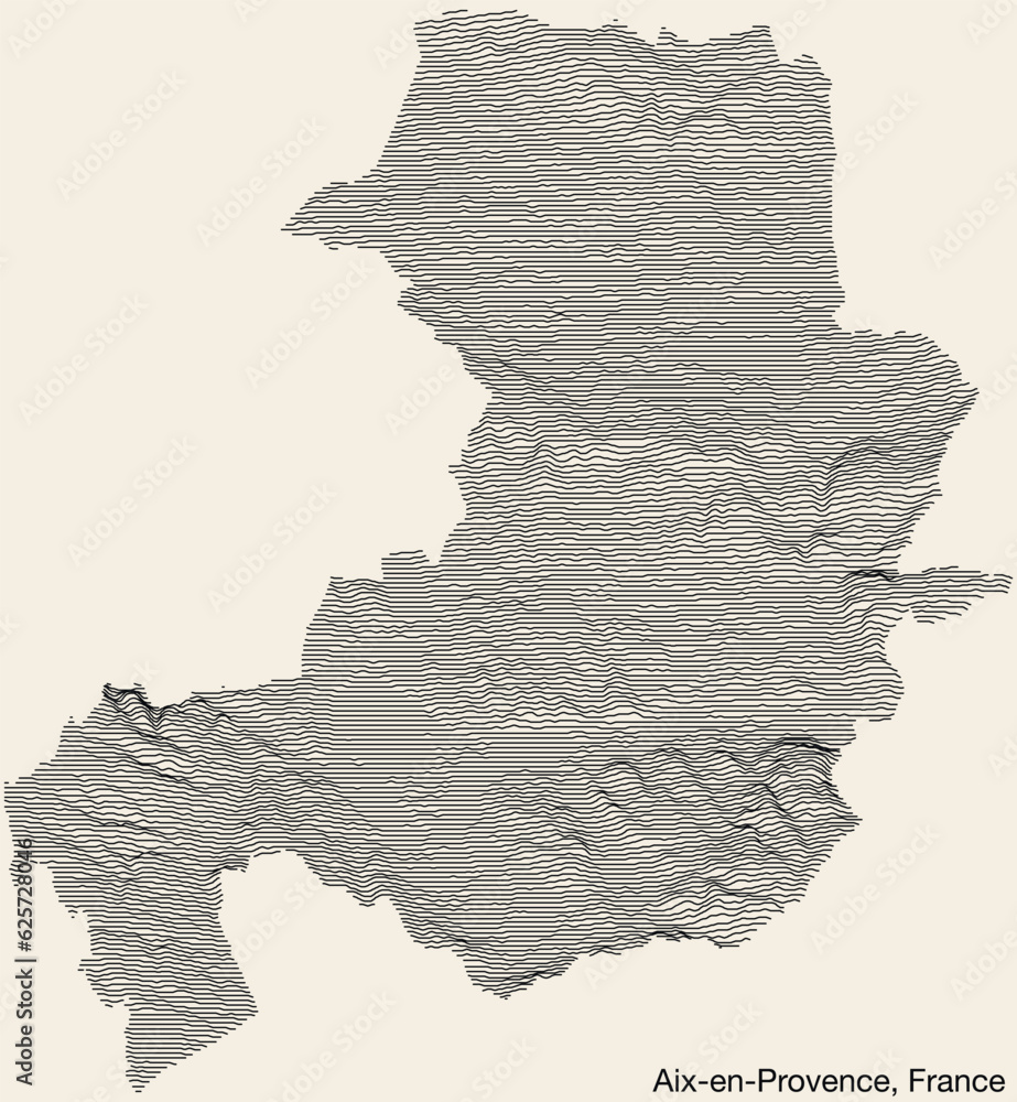 Topographic relief map of the city of AIX-EN-PROVENCE, FRANCE with ...