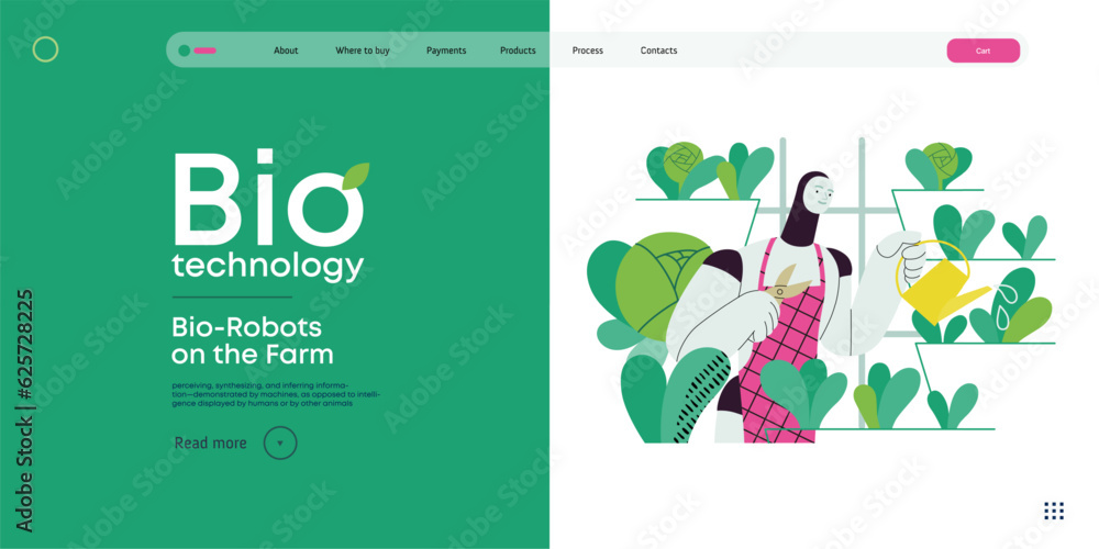 Bio Technology, Robot on farm -modern flat vector concept illustration ...