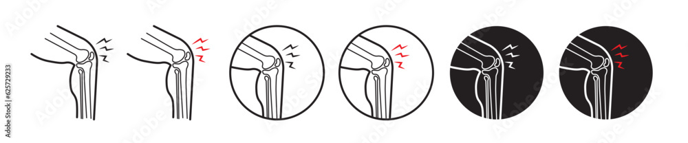Arthritis pain icon set. knee bone joint pain vector symbol for mobile ...