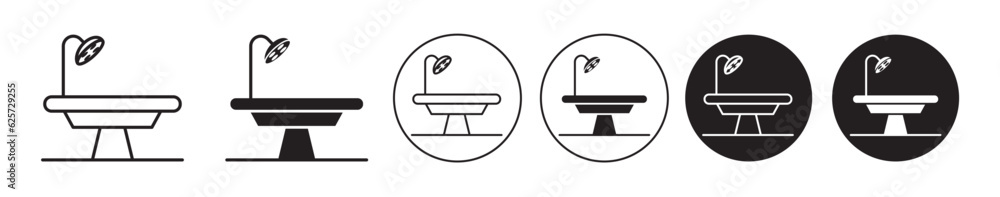 Operating table icon set. hospital surgical room surgery table vector ...