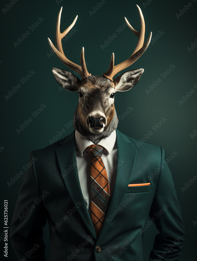 An Anthropomorphic Elk Dressed up as a Cool Business Man in a Suit ...