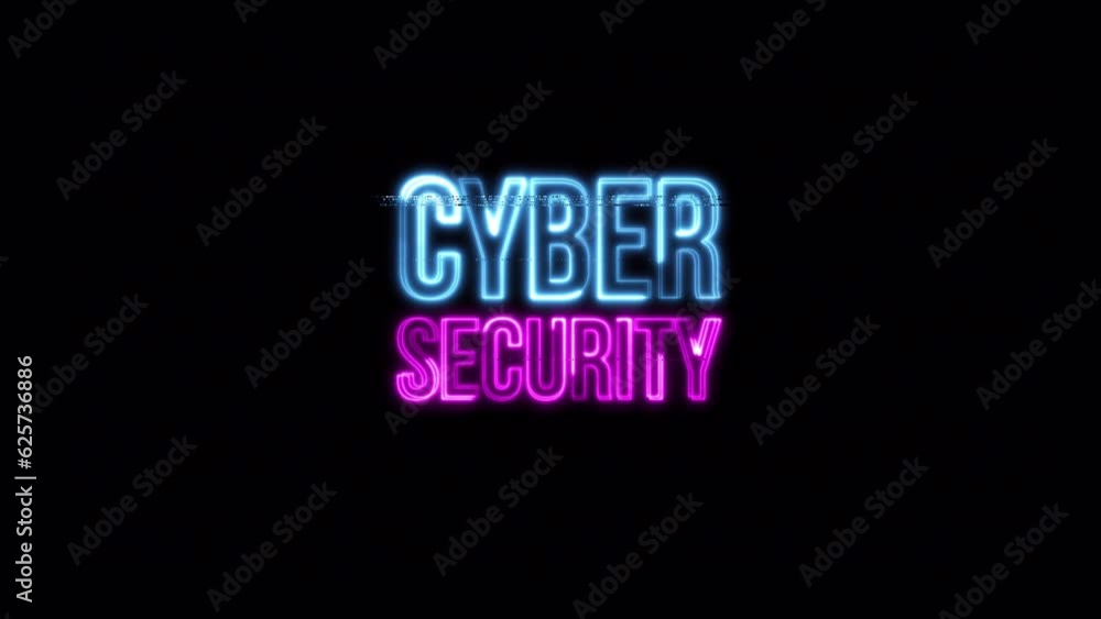Loop Cyber Security blue pink neon text glitch effect on black abstract ...