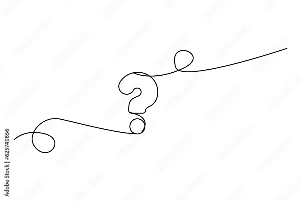 Question mark linear. One continuous line question mark. Vector ...