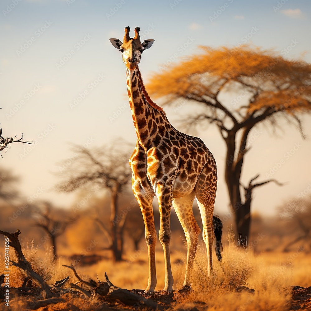 Wildlife a full body photography of a giraffe in the savanna Stock ...