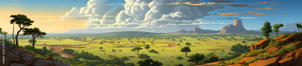 Amazon landscape cartoon style, Generative AI Stock Illustration ...