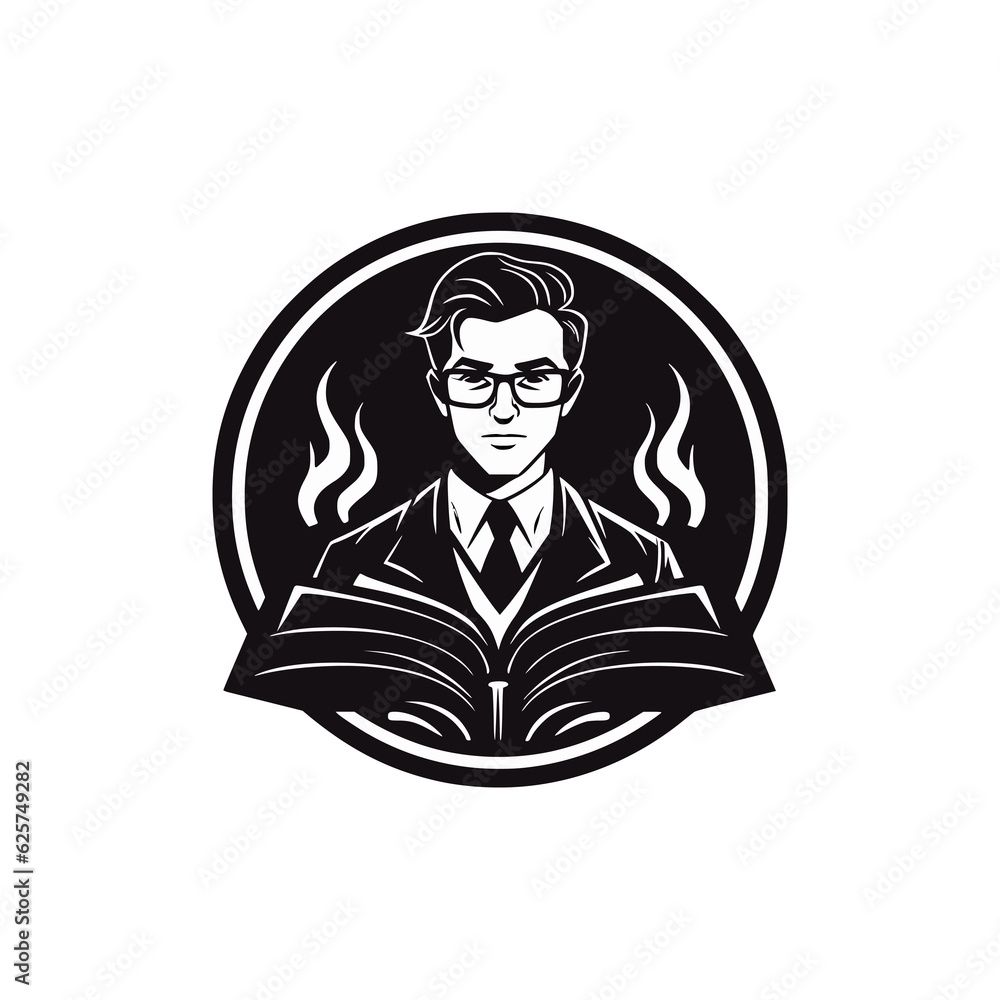 simple wizard sorcerer school logo vector illustration template design ...