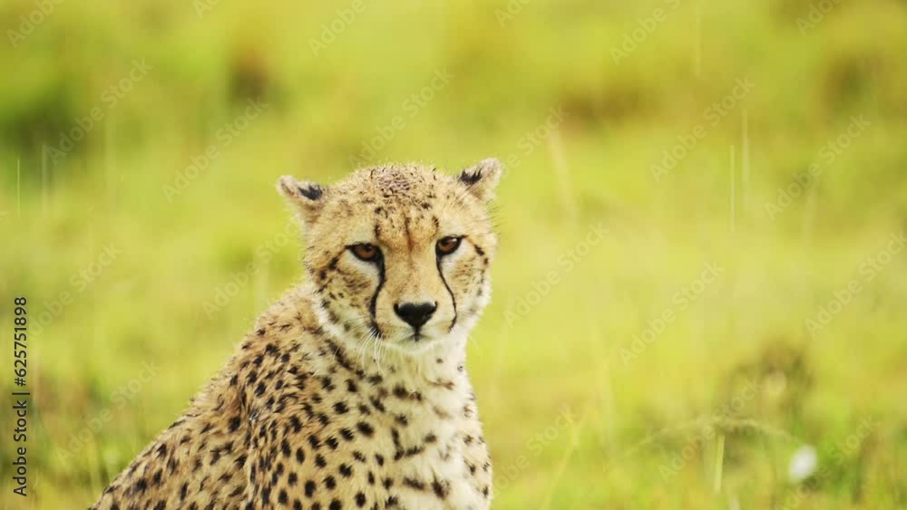 Cheetah Animals in the Rain, Raining in Rainy Season, Drying and ...
