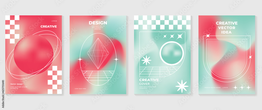 Modern y2k design background cover. Abstract gradient graphic with ...