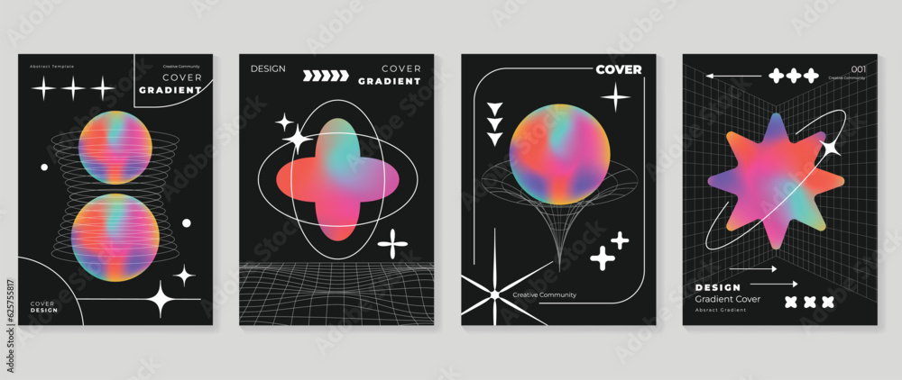 Modern y2k design background cover. Abstract gradient graphic with ...