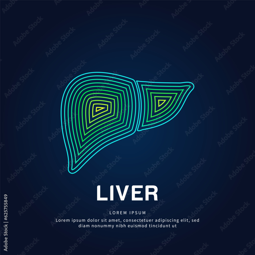 Human liver medical structure. Creative simple line art Vector logo ...