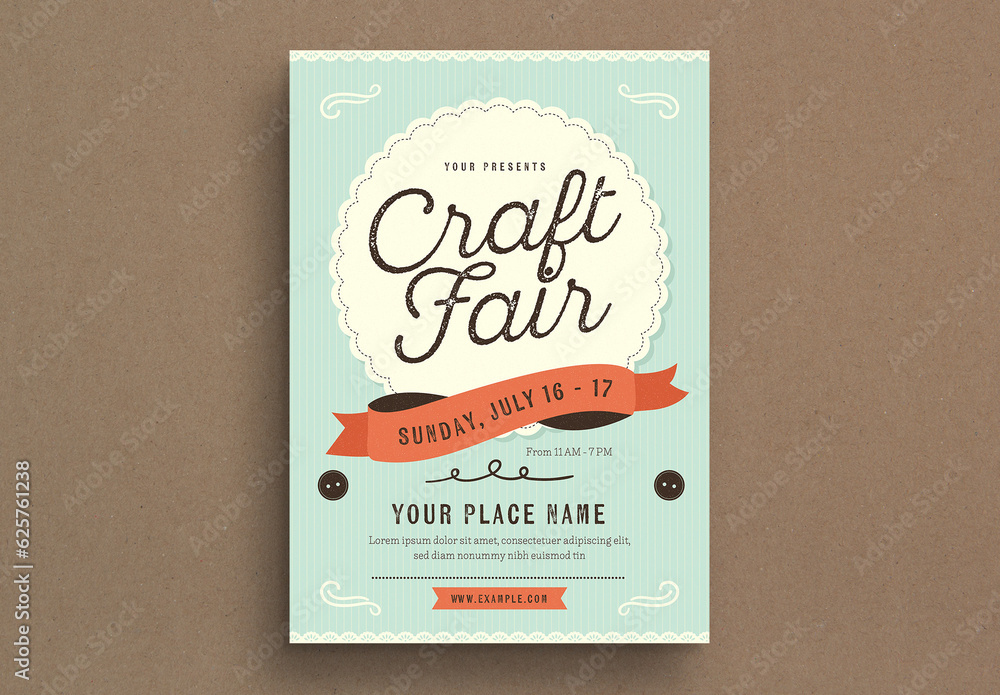 Vintage Rustic Craft Fair Event Flyer Stock Template | Adobe Stock