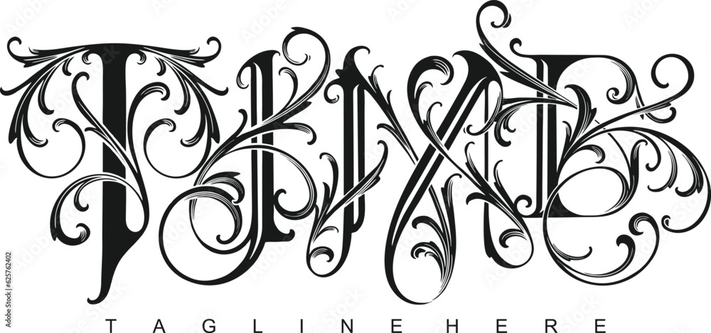 Perfection elegant time lettering with gold monogram logo silhouette ...